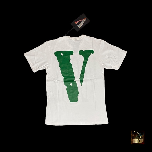 VLONE | Shirts | Vlone Green Staple Tee White Authentic With Certilogo ...